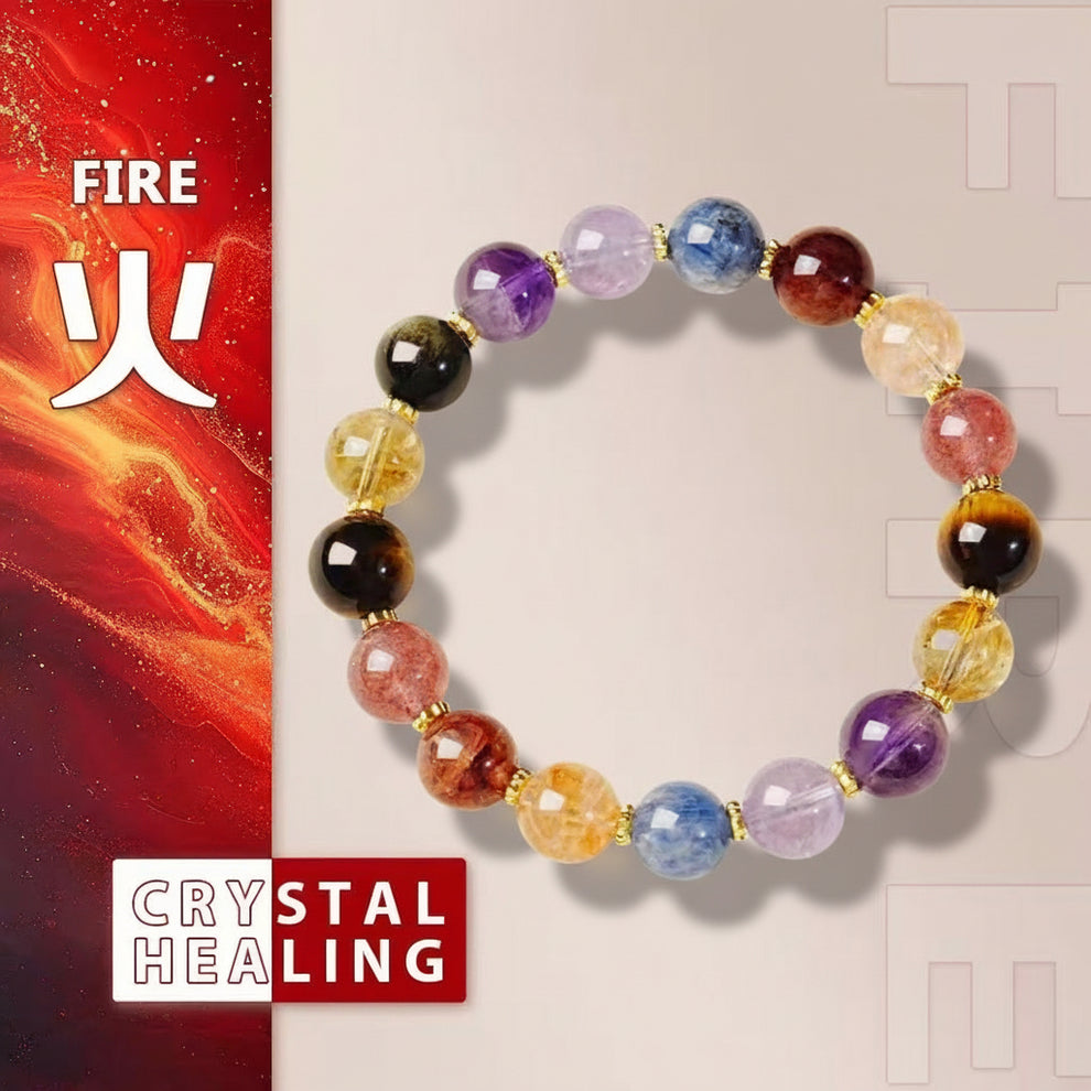 Rainbow Multi-Crystal Bracelet 9mm | Emotional & Five-Element Healing ...