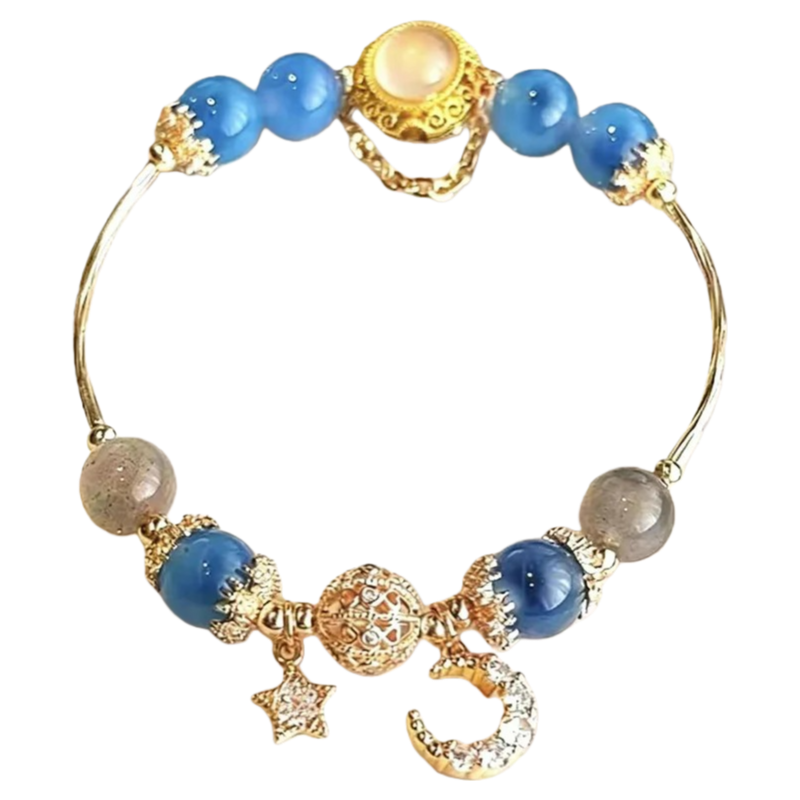 Moonlight Star Bracelet Gray Moonstone & Blue Crystal Jewelry ...
